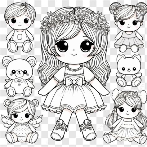 투명 배경에 3d 손으로 그린 믹스 카와이 개요 그림 색칠하기 책 3d 손으로 그린 믹스 카와이 개요 그림 색칠하기 책