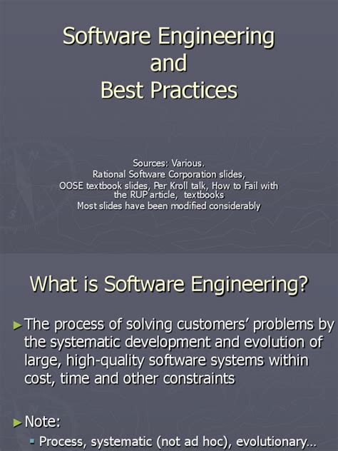 Software Engineering And Best Practices Pdf Software Development