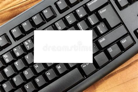 Blank Card On The Black Keyboard Space For Text Stock Image Image Of