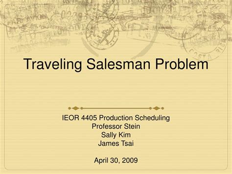 Ppt Traveling Salesman Problem Powerpoint Presentation Free Download