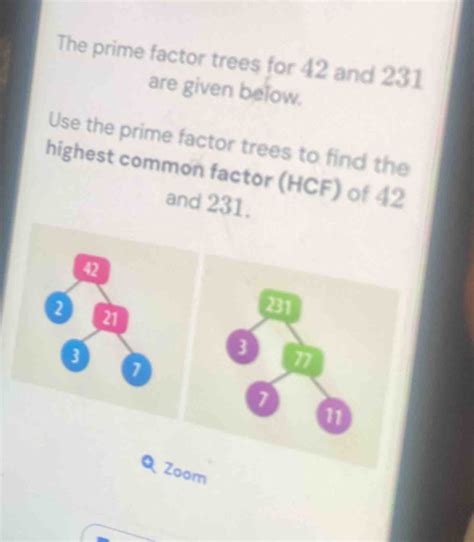 Solved The Prime Factor Trees For 42 And 231 Are Given Below Use The
