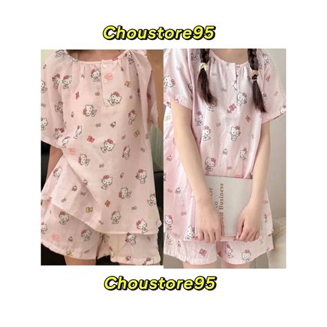 Set Bộ Nữ Mùa Hè Hình Hello Kitty Màu Hồng Set Bộ Ngủ Kèm Quần Dễ Thương Siêu Xinh Shopee