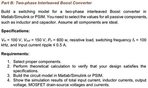Solved Part B Two Phase Interleaved Boost Converter Build A Switching