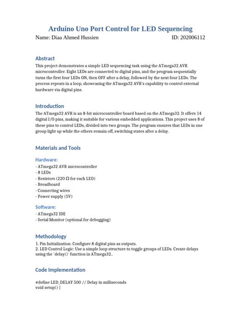Atmega32 Led Project Report Revised Pdf Arduino Electrical