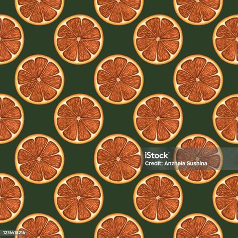 크리스마스 말린 오렌지 감귤류 과일 라운드 슬라이스 수채화 원활한 패턴 디자인 프린트 섬유 래핑을 위한 손으로 그린 배경 12월에 대한 스톡 벡터 아트 및 기타 이미지