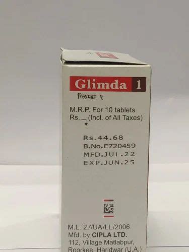 Glimda 1 Mg Tablet Packaging Type Strip At ₹ 37 72 Strip In Nagpur Id 21241561148