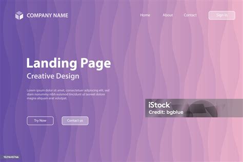 방문 페이지 템플릿 보라색 추상 파도가 있는 트렌디한 기하학적 배경 바다에 대한 스톡 벡터 아트 및 기타 이미지 바다 보라색 분홍 Istock