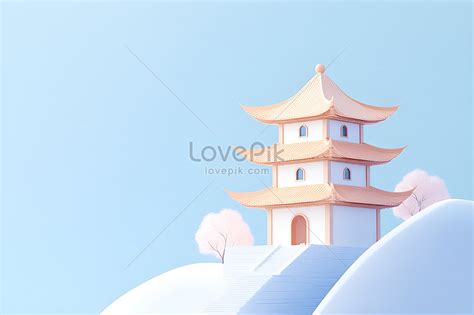 간단한 중국 스타일의 건축 일러스트 무료 다운로드 Lovepik