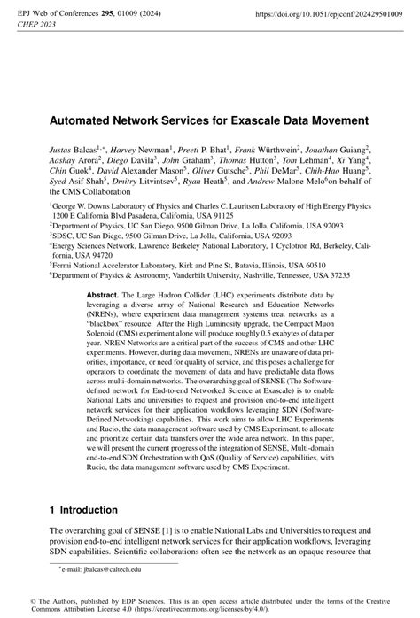 Pdf Automated Network Services For Exascale Data Movement