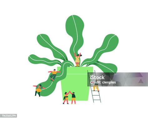 Изолированные Социальные Группы Людей С Зеленым Растением — стоковая векторная графика и другие