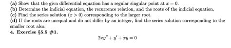solved show that the givn differential equation has regular singular