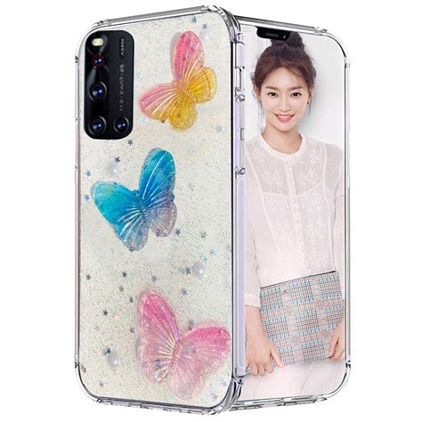 Kc Back Cover For Vivo V Bling Clear Epoxy Butterfly Design Transparent Soft Silicone Tpu