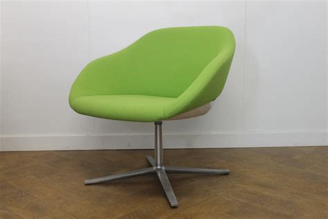 Used Walter Knoll Turtle Rotating Armchair In Lime Green Fabric Officecw