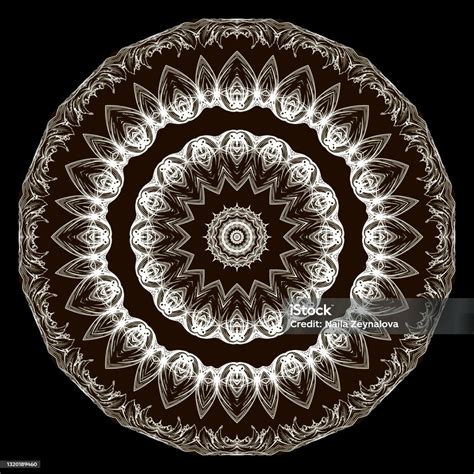 모노크롬 바로크 스타일 라운드 만다라 무늬 장식 벡터 배경입니다 빈티지 꽃 잎 추상적 인 모양 원과 꽃 장식 근 엽 아름다운