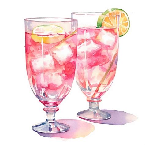 Premium Photo There Are Two Glasses Of Water With Ice And A Lime Slice Generative Ai