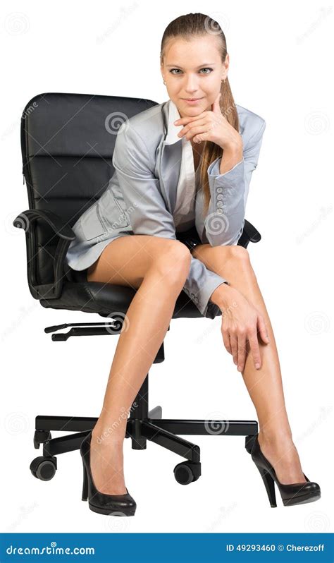 Onderneemster Op Bureaustoel Met Doen Leunen Hoofd Stock Foto Image