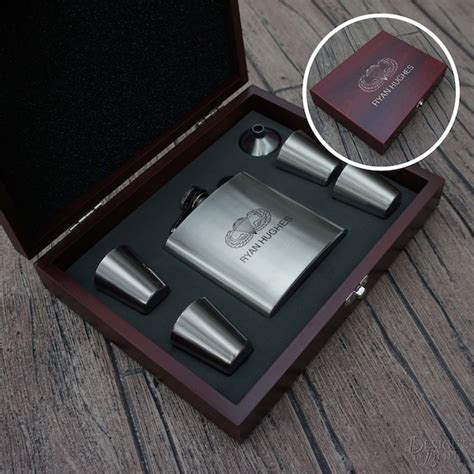 Engraved Flask Set Etsy