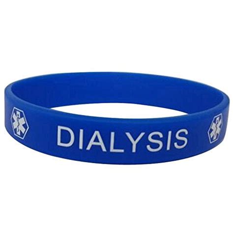 Blue Silicone Rubber Medical Awareness Alert Bracelet Dialysis