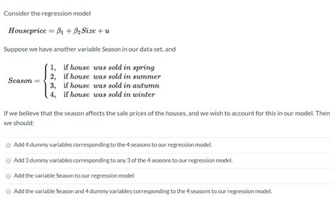 Solved Consider The Regression Model Houseprice B1 B2 Chegg Com
