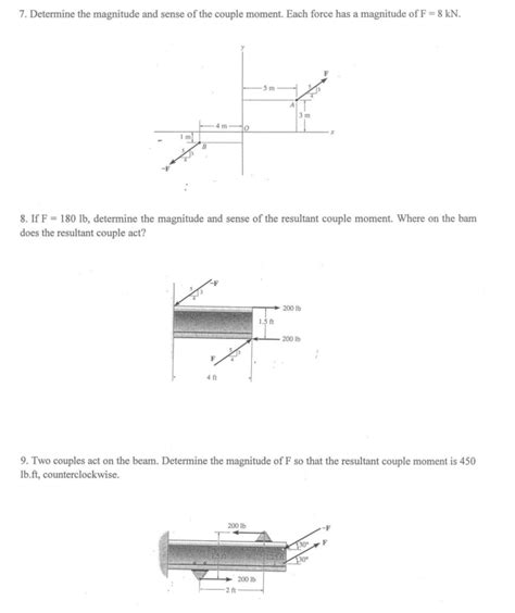 Solved 1 Determine The Magnitude And Directional Sense Of