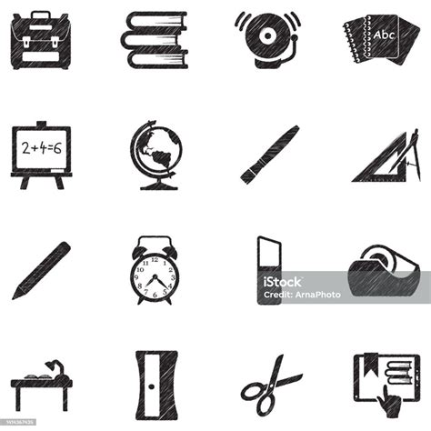 학교 아이콘으로 돌아가기 블랙 낙서 디자인 벡터 일러스트레이션 가위에 대한 스톡 벡터 아트 및 기타 이미지 가위 검은색 공부 Istock