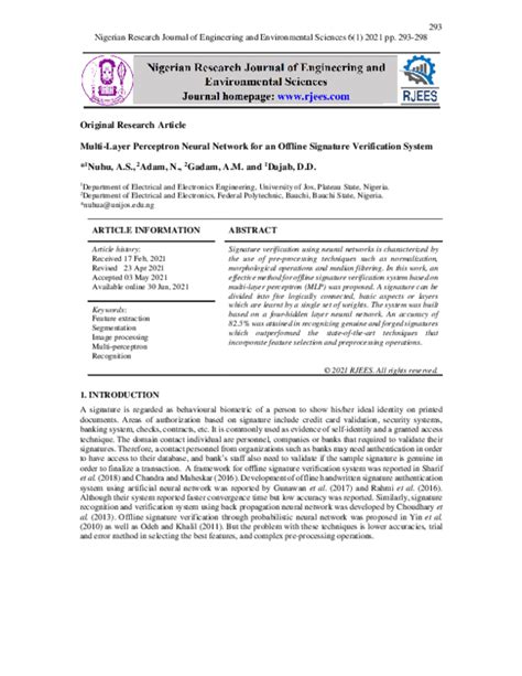pdf multi layer perceptron neural network for an offline signature