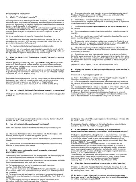 Psychological Incapacity Annulment Marriage