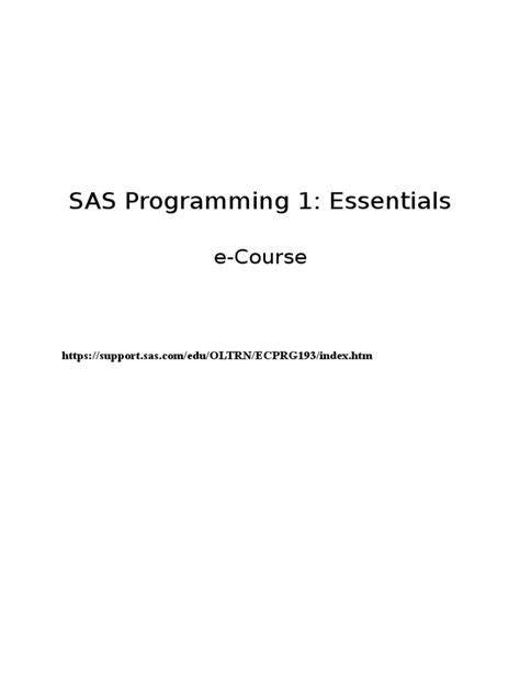 Sas Programming 1 Essentials Summary Pdf Sas Software Variable