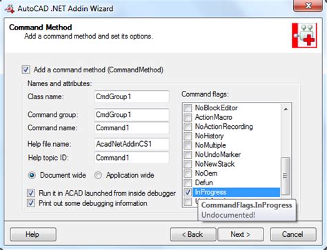 Autocad Net Command Flag Commandflagsinprogress Acadnetaddinwizard