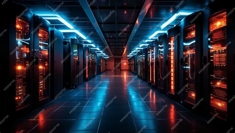 Premium Photo Futuristic Computer Lab Data Stored In Mainframe Global