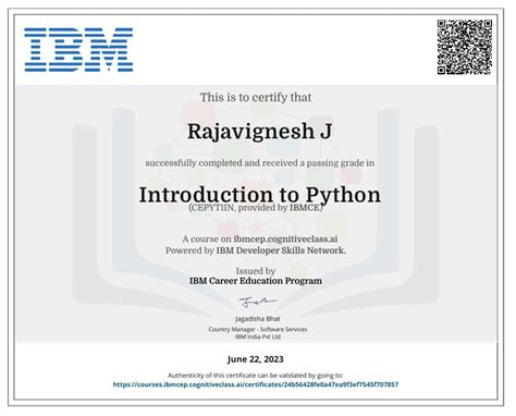Pythonprogramming Ibm Learningjourney Skilldevelopment Raja Vignesh J