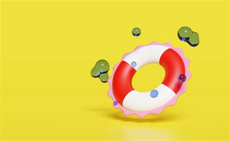 물 안전을 위한 3d 빨간 백색 구명 부표 노란 배경에 고립된 물 튀김 여름 여행 개념 3d 렌더링 일러스트레이션 3차원 형태에 대한 스톡 사진 및 기타 이미지 Istock