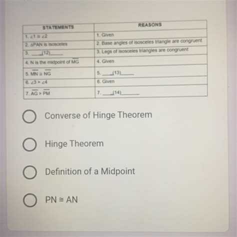 Converse Of Hinge Theorem Hinge Theorem Studyx
