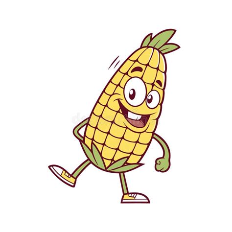 Joyful Sweet Corn Kernel Character Stock Illustrations 11 Joyful