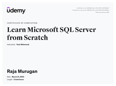 Completed Learn Microsoft Sql Server From Scratch Course Raja M Posted On The Topic Linkedin