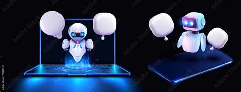 digital communication concept with robots and devices ai robot with