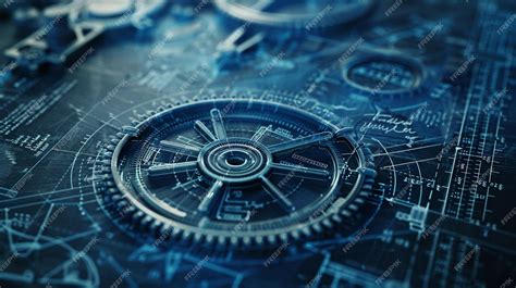 Premium Photo Closeup Clock On Table With Blueprint Engineering Design Background