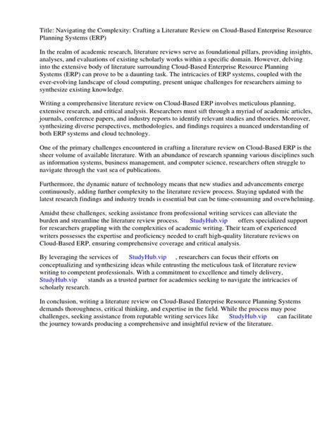 Cloud Based Enterprise Resources Planning System Erp A Review Of The Literature Pdf