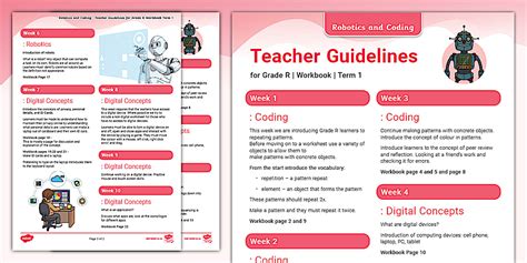 robotics teacher guidelines grade r workbook term 1 twinkl