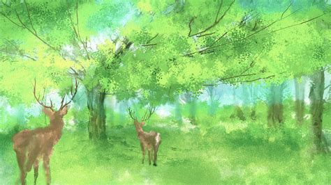 绿色小鹿背景图片 绿色小鹿背景素材图片 千库网