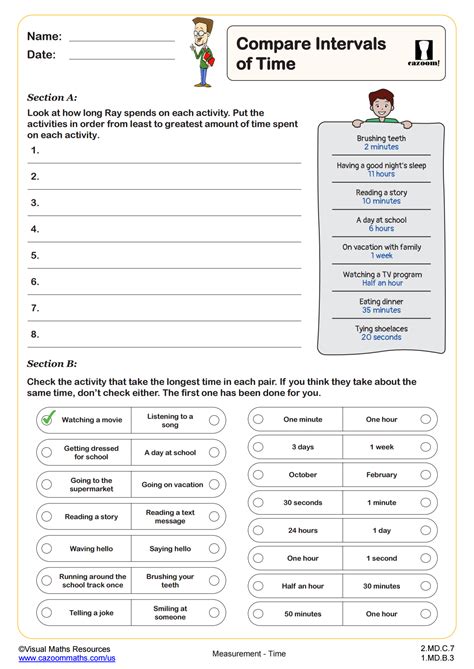 Compare Intervals Of Time Pdf Printable Measurement Worksheets Worksheets Library