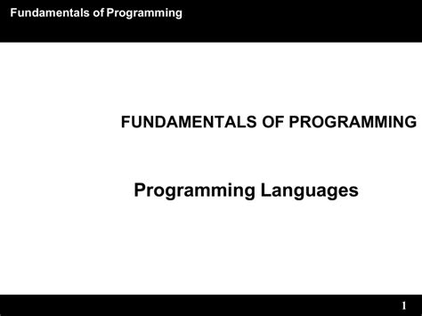 Programming Fundamentals 1