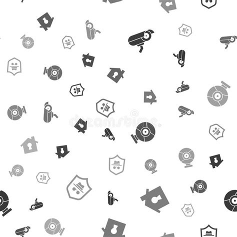 Set Security Camera House Under Protection And Incognito Mode On Seamless Pattern Vector