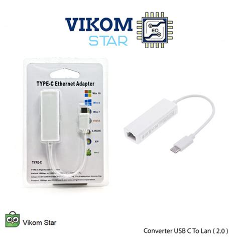 Jual Kabel Converter USB Type C To LAN Ethernet RJ45 Kota Medan Vikom Star Tokopedia