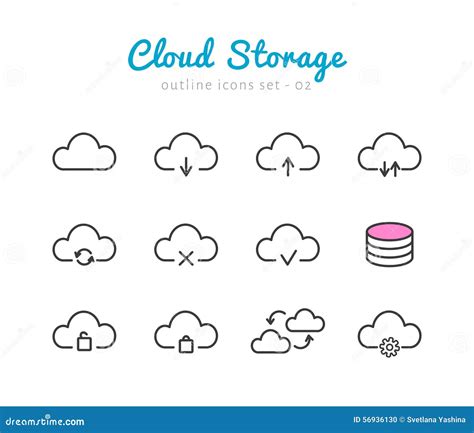 Cloud Storage Icons Set Stock Vector Illustration Of Data 56936130