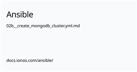 02bcreatemongodbclusterymlmd Master Ansible