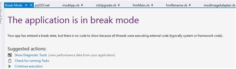 The Application Is In Break Mode Stack Overflow