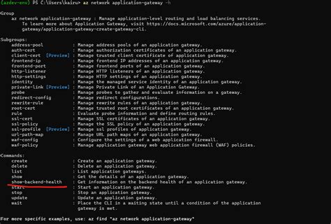 Az Network Application Gateway H Doesnt List Show Backend Health As One Of The Subgroups