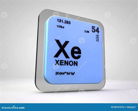 Xenon As Element 54 Of The Periodic Table 3d Illustration On Red Background