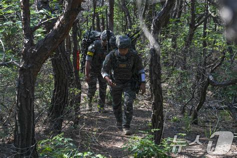 기동하는 해병대 저격수 팀 뉴스1